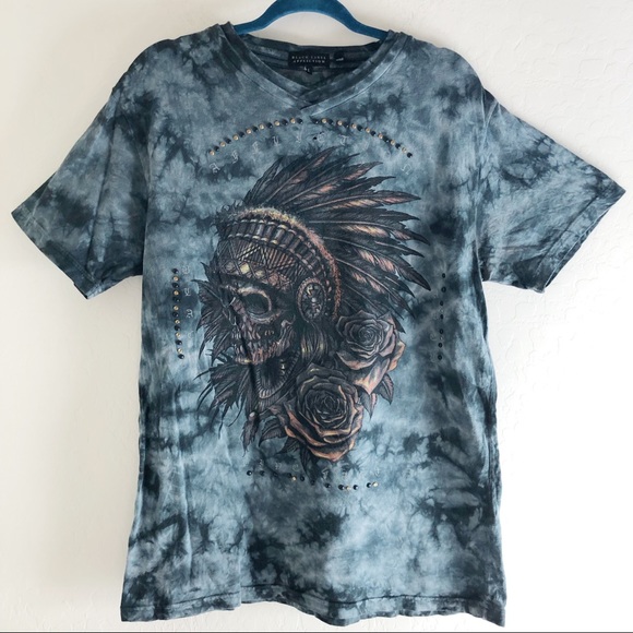 Affliction | Shirts | Black Label Affliction Y2k Skull Headdress Graphic Bling Tee Size Large ...